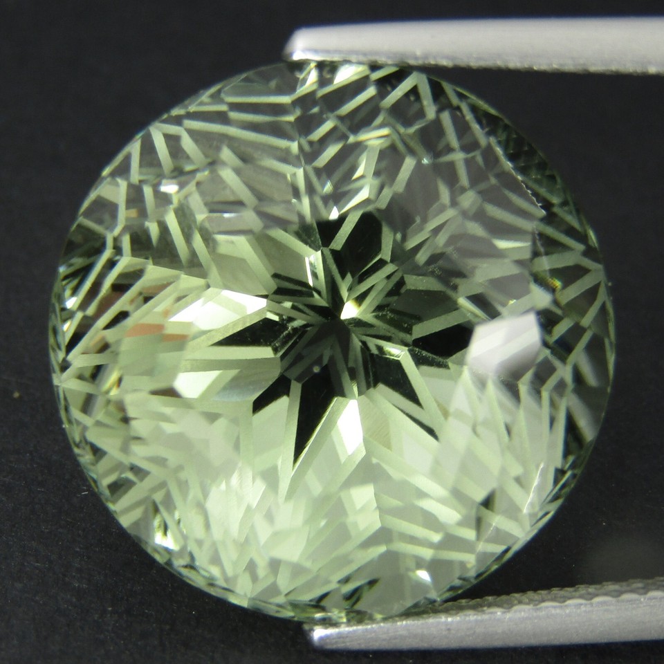 26.16Cts Finest Natural Green Amethyst (Prasiolite) Precision Round Cut ...