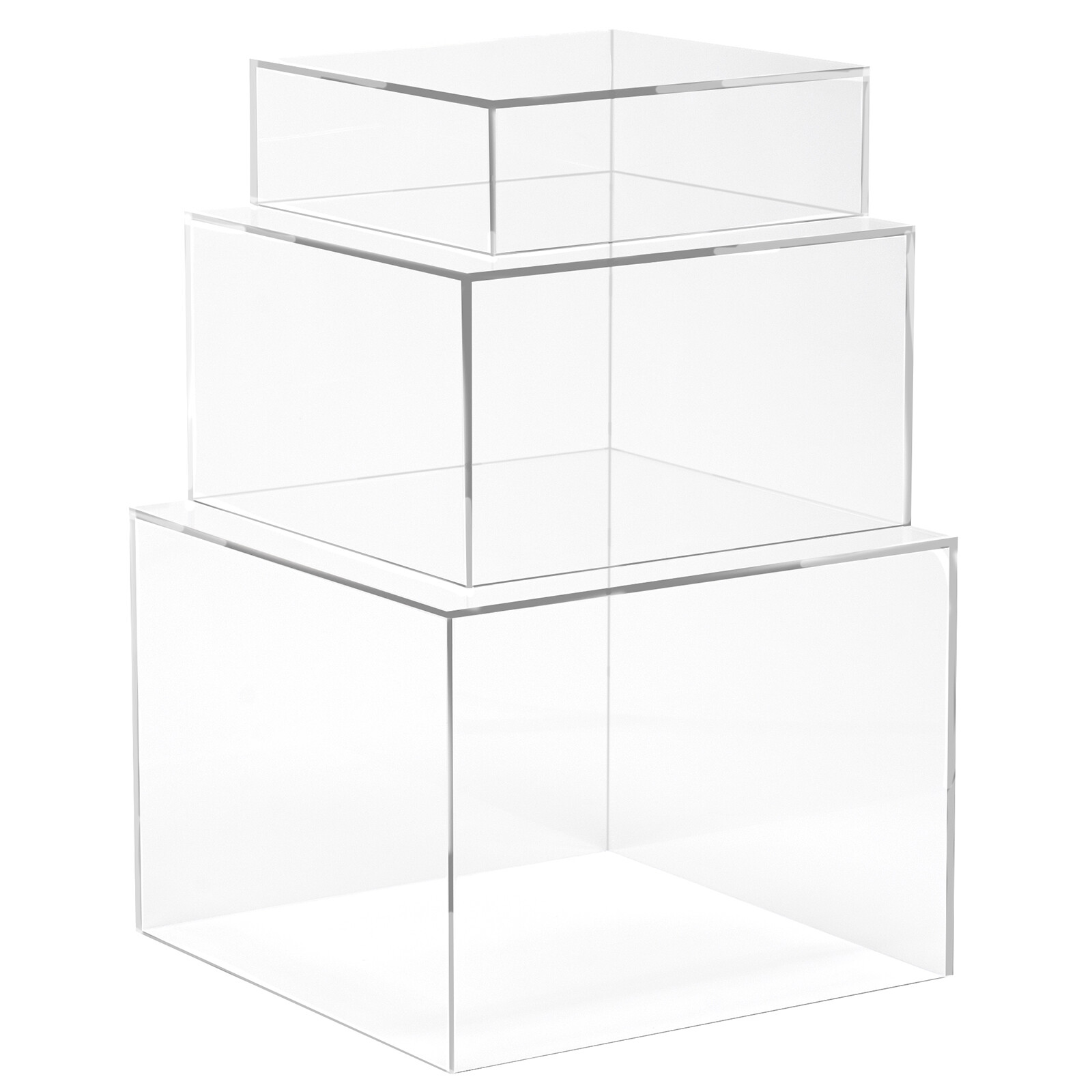 Set of 3 Clear Acrylic Cube Display Nesting Risers with Hollow Bottoms ...