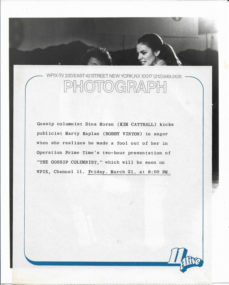 The Gossip Columnist Photograph TV Movie Bobby Vinton Kim Cattrall 1980 ...