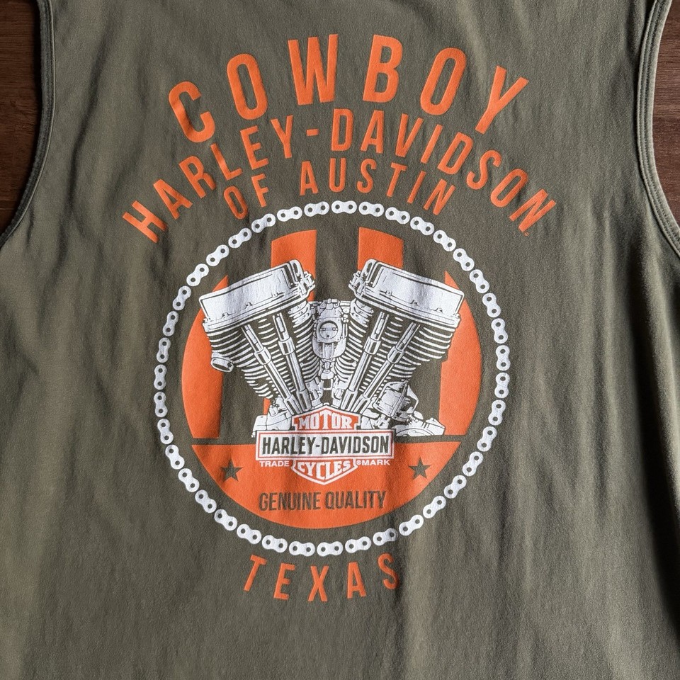 Harley Davidson Of Austin Cowboy Tank Top Men’s Size XL 2019 Olive | eBay