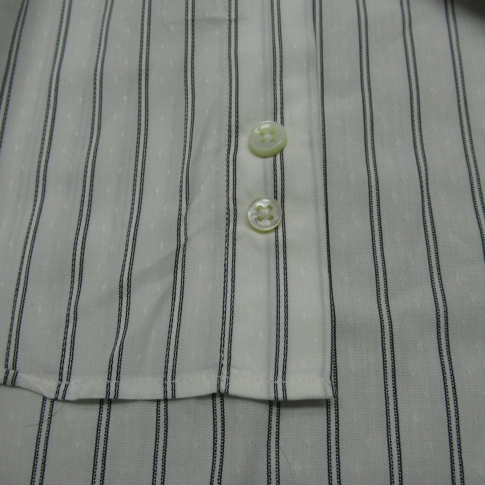 Canali Dress Shirt Men XL White Striped French Cuff Long Sleeve 17 ...