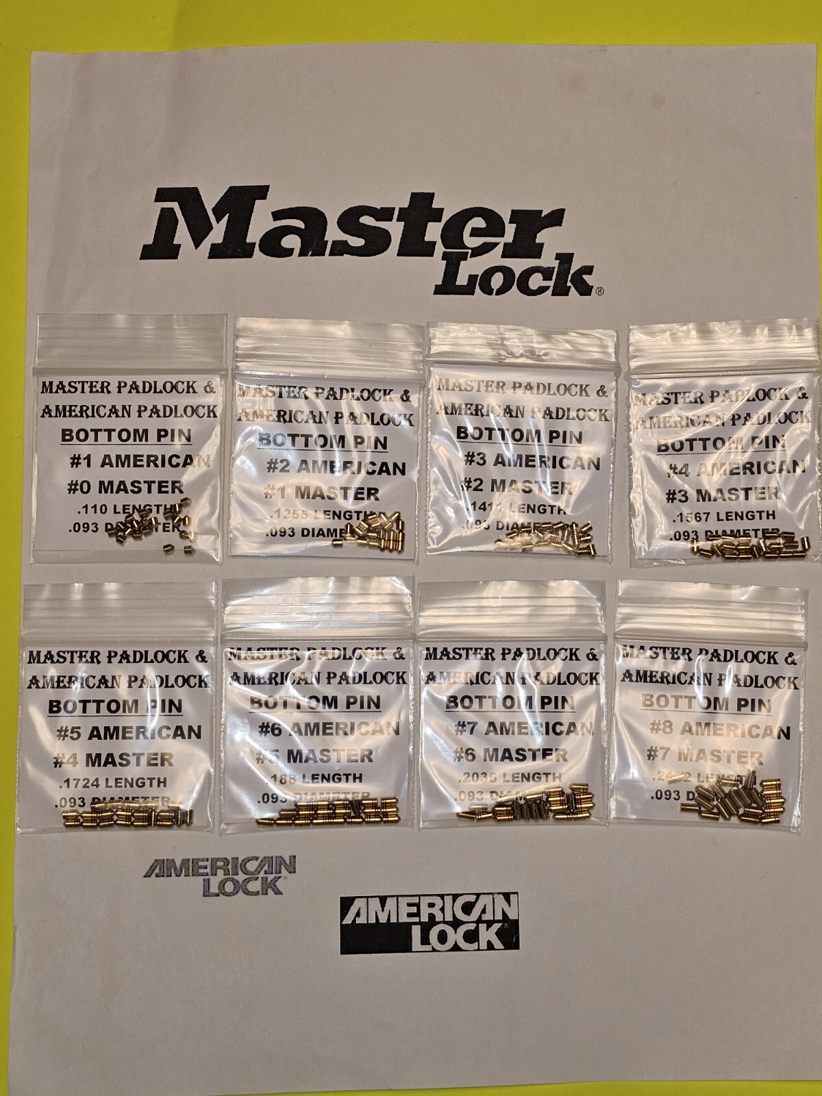 MASTER AMERICAN PADLOCK CYLINER REKEY SERRATED PIN KIT LOCKSMITH LOCK ...