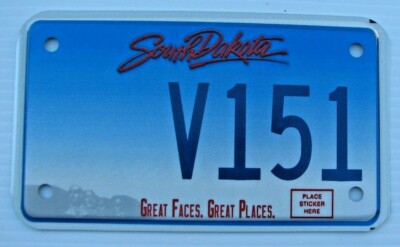 MINT SOUTH DAKOTA OPTIONAL MOTORCYCLE CYCLE LICENSE PLATE " V 151 " SD ...