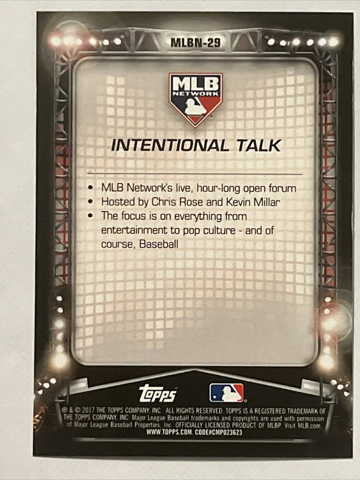 2017 TOPPS BASEBALL INTENTIONAL TALK MLB NETWORK - #29 Chris ROSE Kevin ...