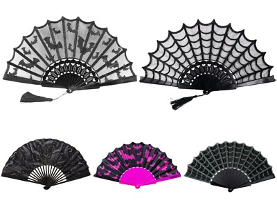 Gothic Lace Hand Fan Kreepsville 666 Bat & Spiderweb Goth Burlesque ...