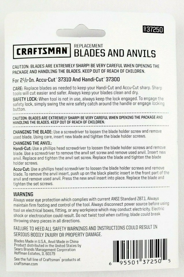 Craftsman Replacement Blades 2 Anvils & 3 Blades 2.5 Inch Handi Accu ...