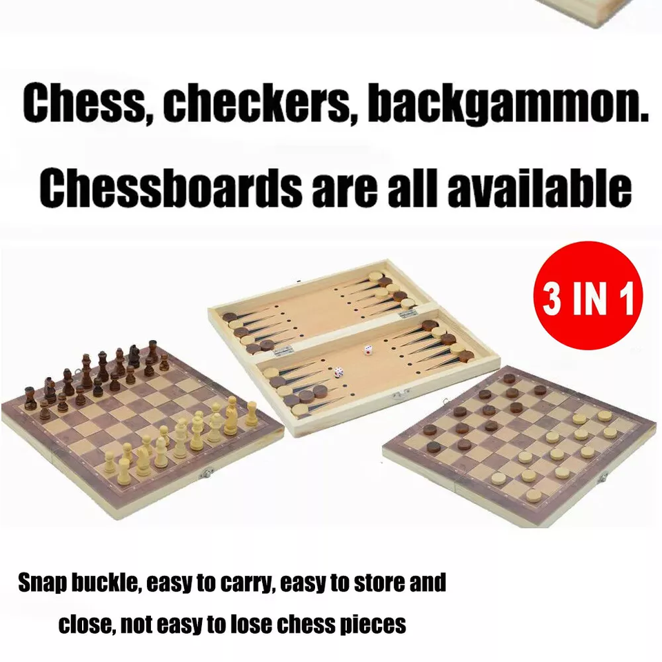 Large Chess Wooden Set 24-39CM Folding Chessboard Pieces Wood Board ...