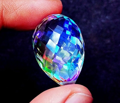 Mystic Quartz Rainbow Color Loose Gemstone 56.50 CT Certified Drilled ...