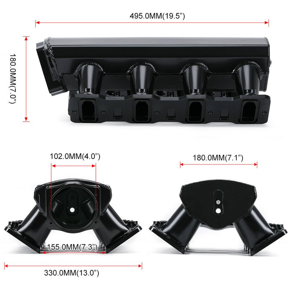 102mm LS1 LS2 LS6 Low Intake Manifold+Fuel Rails w/Throttle Body 4.8L 5 ...