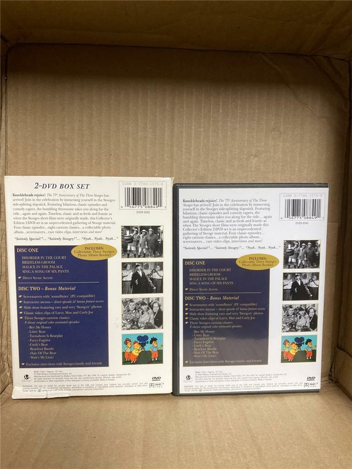 The Three Stooges 75th Anniversary Edition (DVD, 2002, 2-Disc Set, Two ...