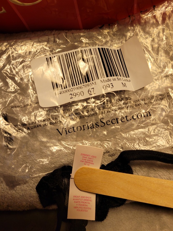 NWT Victoria's Secret Vtg V String M Panties Black Mesh Polka Dot Bows ...