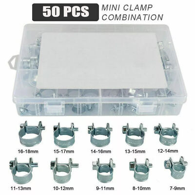 50Pcs Mini Hose Clip Stainless Clamp Fuel Line Petrol Pipe Clamps Clips ...