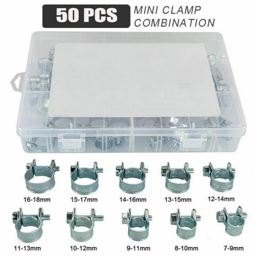 50Pcs Mini Hose Clip Stainless Clamp Fuel Line Petrol Pipe Clamps Clips ...
