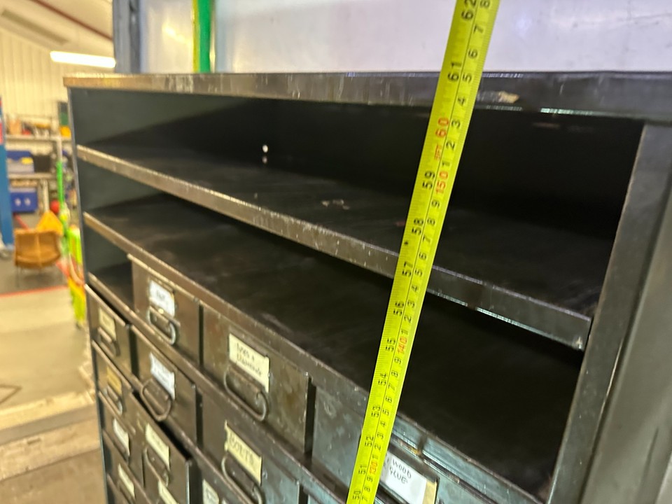 Beautiful Old Vintage Industrial Large Metal Shelf Unit with 23 Drawers ...