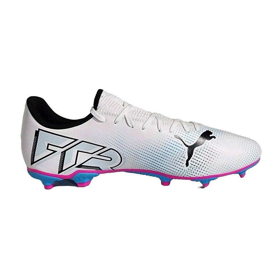 PUMA Future 7 Play FG/AG Adult Soccer Cleats 107723 01 WHITE BLACK PINK ...