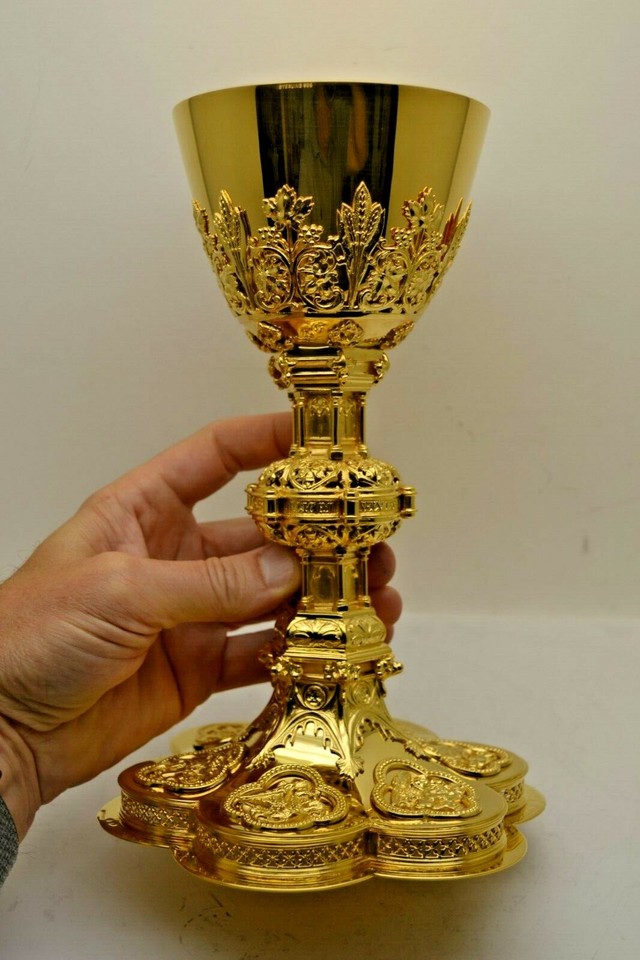 Nice Antique Traditional Gothic Chalice + All Sterling, All Gold Plated ...