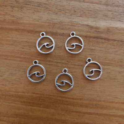 10pcs Small Round Antique Silver Wave Charms 12x15mm DIY AUS Free ...