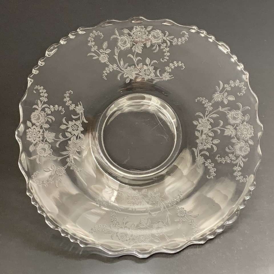 Vintage Tiffin Glass Rose Mayonnaise Bowl and Liner Plate Rambling Rose ...