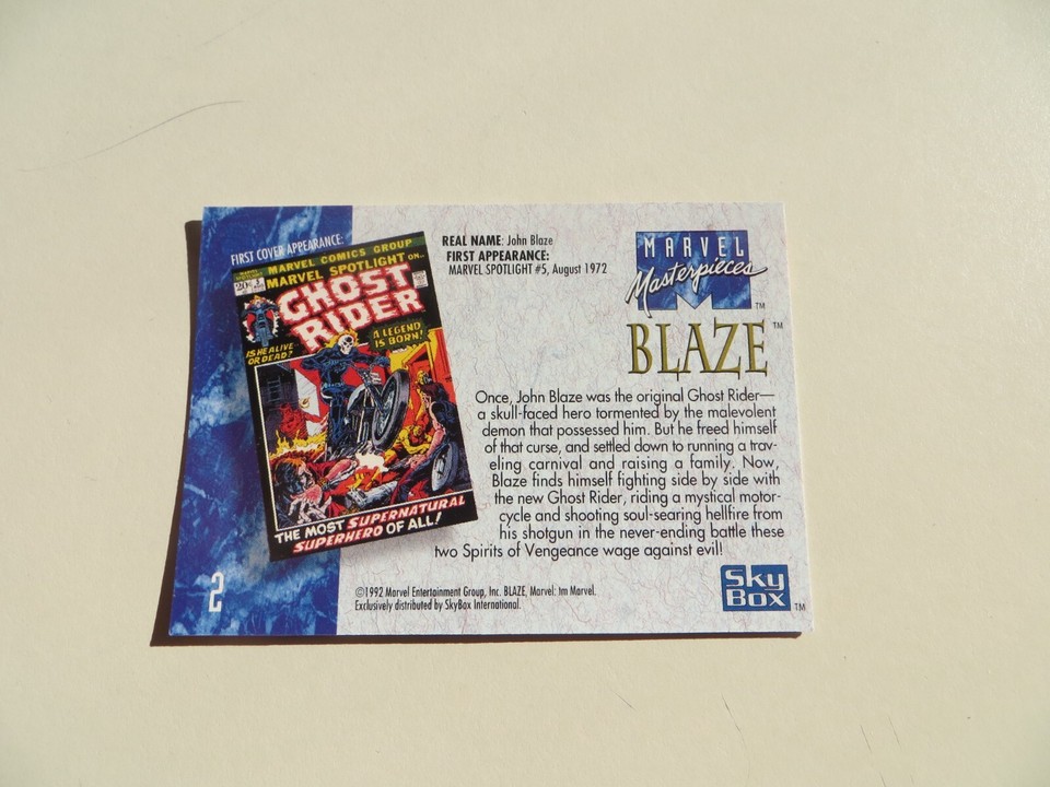 1992 MARVEL MASTERPIECES 1ST SERIES BLAZE GHOST RIDER CARD SIGNED JOE ...
