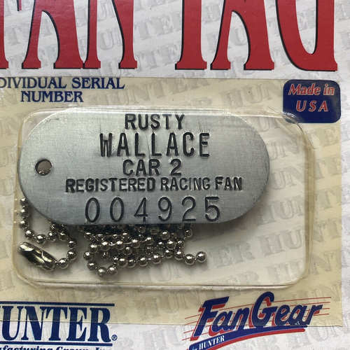 Rusty Wallace Memorabilia Fan Tag Fan Club 1996 NASCAR Dog Tag New Old ...