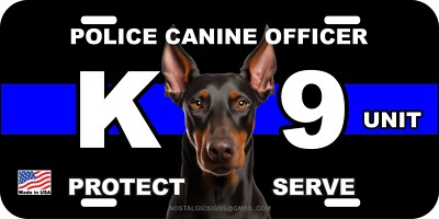 DOBERMAN K9 K-9 DOG POLICE CANINE OFFICER OFFICER ALUMINUM METAL ...