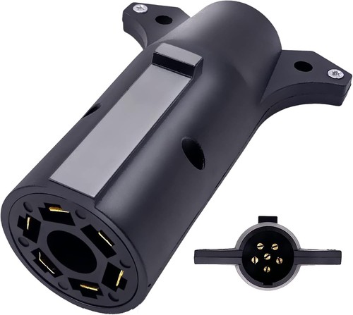 7 Pin to 6 Pin Trailer Plug Adapter 7 RV Blade to 6 Pole Round, 6 Way ...