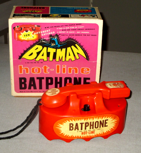 1966 MARX- BATMAN- HOT LINE BATPHONE- W ORG BOX- VINTAGE TV SHOW TOY ...