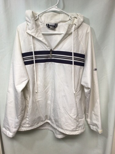 Reebok Women’s White/Blue Striped XL Polyester Hooded Rain Jacket J3 | eBay