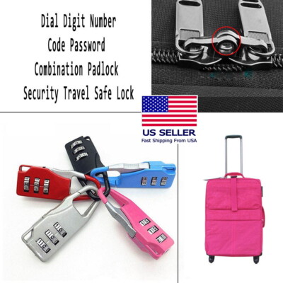 1x Travel Luggage Metal Lock Padlock 3 Digit Mini Code Combination ...