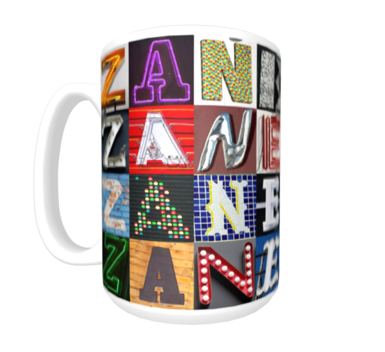 ZANE Coffee Mug / Cup featuring the name in photos of sign letters | eBay