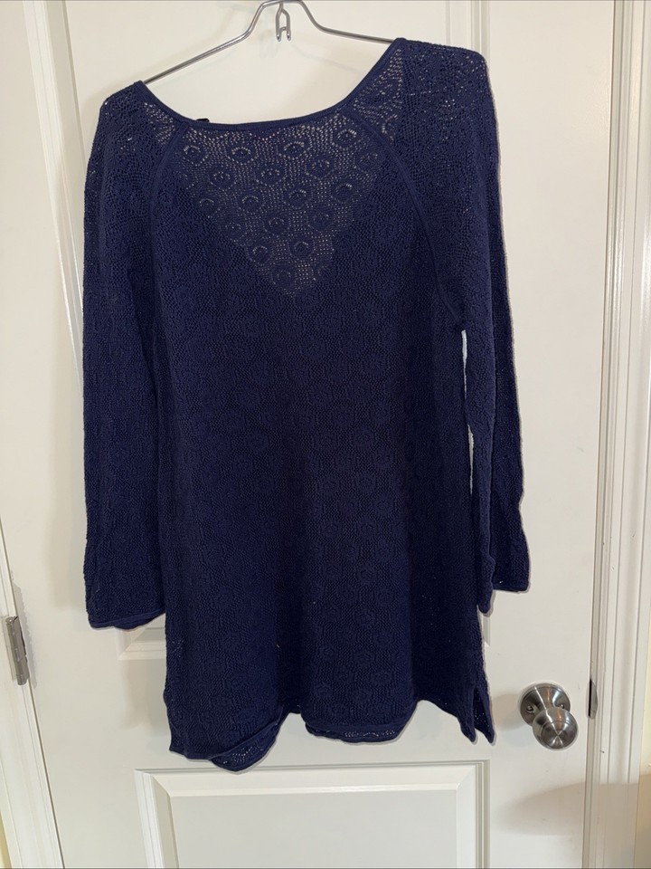 Lilly Pulitzer Navy Knit Sweater Knit Bathing Suit Cover Up Sz XL ...