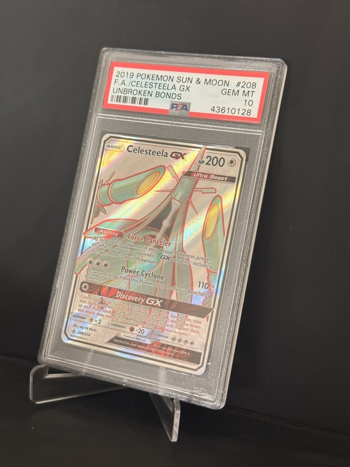 Celesteela GX 208/214 Full Art Ultra Rare Holo Pokemon Card PSA 10 Low ...