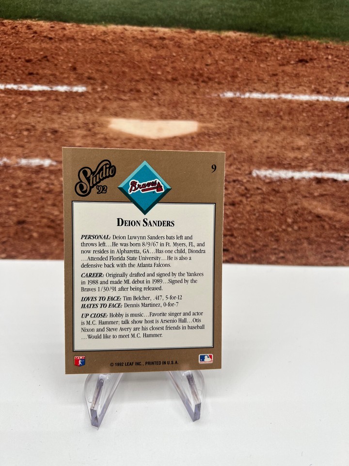 Deion Sanders 1992 Studio Baseball Card 9 Atlanta Braves | eBay