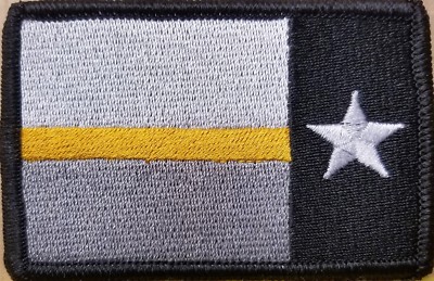 TEXAS Flag Embroidered Patch W/ Hook Adhesive Fastener Gold Thin Line ...