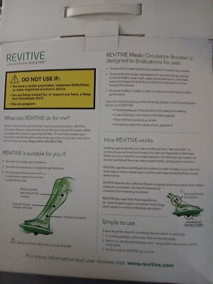 REVITIVE Medic Circulation Booster (Model 2469MD) w/Remote and Power ...