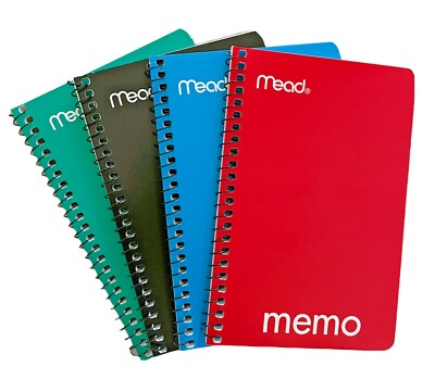 Mead Memo Mini Spiral Notebook Lined Note Pad 4" x 6" Various Color Set ...