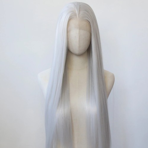 Silver Synthetic Lace Front Wig Long Straight Silver Lace Front Wig Pre ...