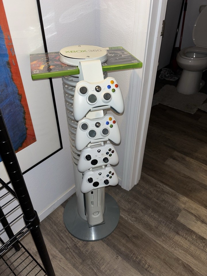 Microsoft Xbox 360 Metal 3ft Tower Storage Rack Display Console & Games ...