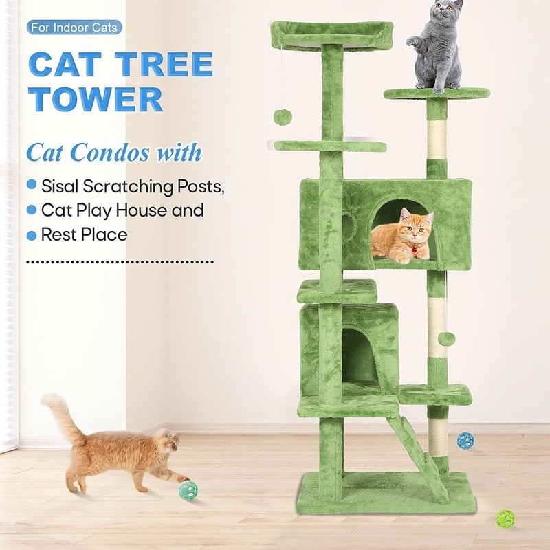 Multi-Level Cat Tree W/ Scratching Posts Cozy Beds Interactive Toys ...