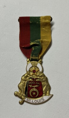 Vintage 1910s/20s Moolah Shriners of St. Louis Enamel Medal Ribbon Pin ...