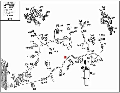 Genuine MERCEDES From condenser to liquid tank Refrigerant line ...