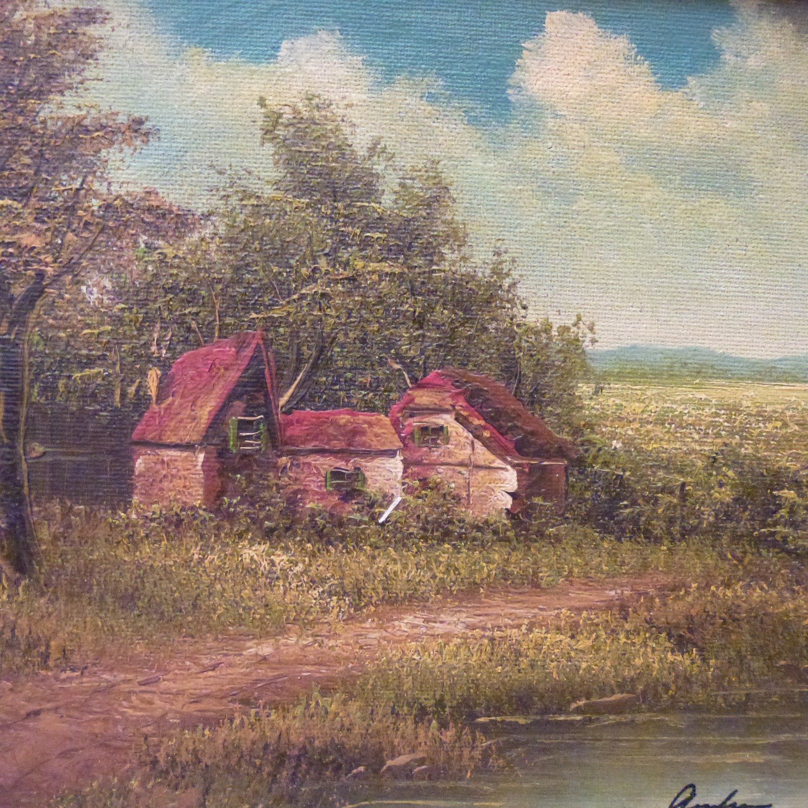 Signed Ambra Landscape on board Oil Painting SPECTRA GALLERIES LOS ...