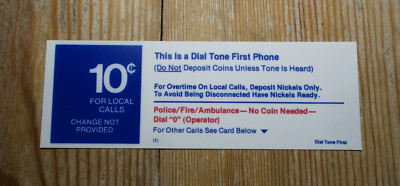 10 Cent Payphone Upper Sign Plastic Placard | eBay