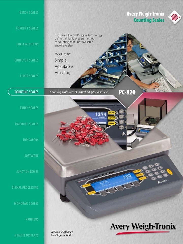 AVERY WEIGH-TRONIX BY QUARTZELL PC-820 DIGITAL BENCH SCALE 50LBS WITH ...