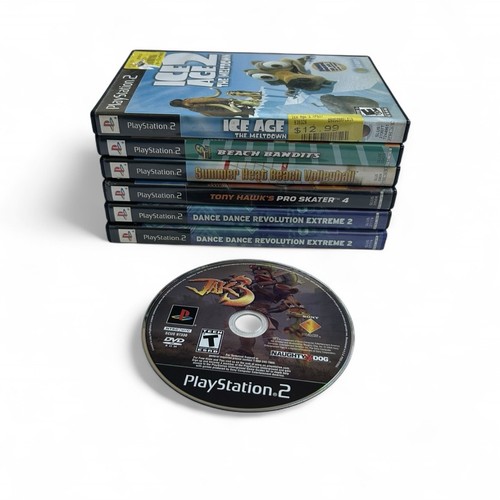 PS2 Game Lot (7) Jak II Tony Hawk 4 DDR Extreme 2 Beach Volleyball Ice ...