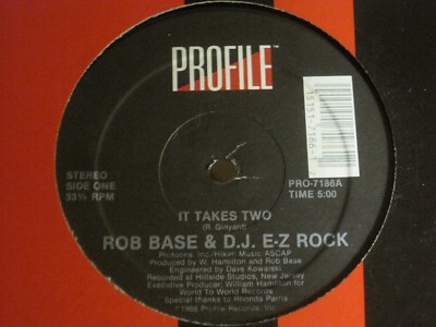 ROB BASE & DJ E-Z ROCK IT TAKES TWO 12" ORIG '88 PROFILE PRO-7186 HIP ...