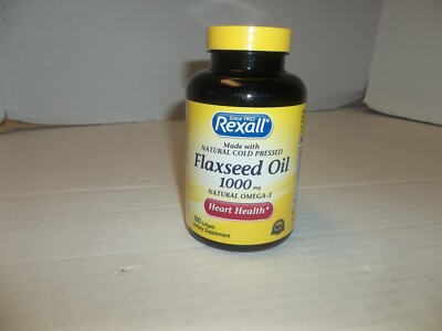 Rexall Flaxseed Oil 1000 mg Heart Health Softgels 100 Count NEW/SEALED ...