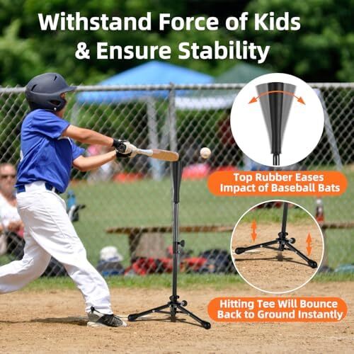 Kids Baseball Adjustable Batting Tee with Carry Bag Portable Practice ...