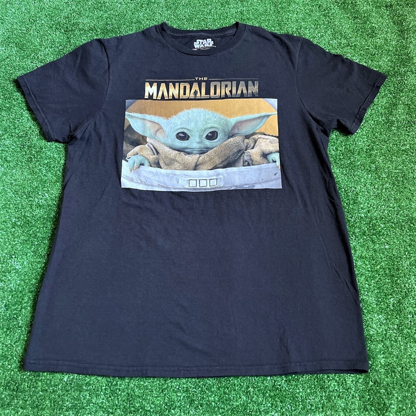Star Wars The Mandalorian The Child Crew Neck Short Sleeve Black T ...