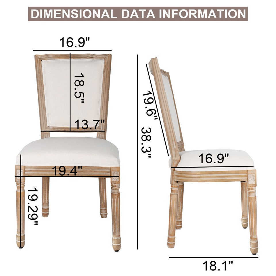 Dining Chairs Set of 2 Fabric Solid Wood Legs&Frame Kitchen Bedroom ...